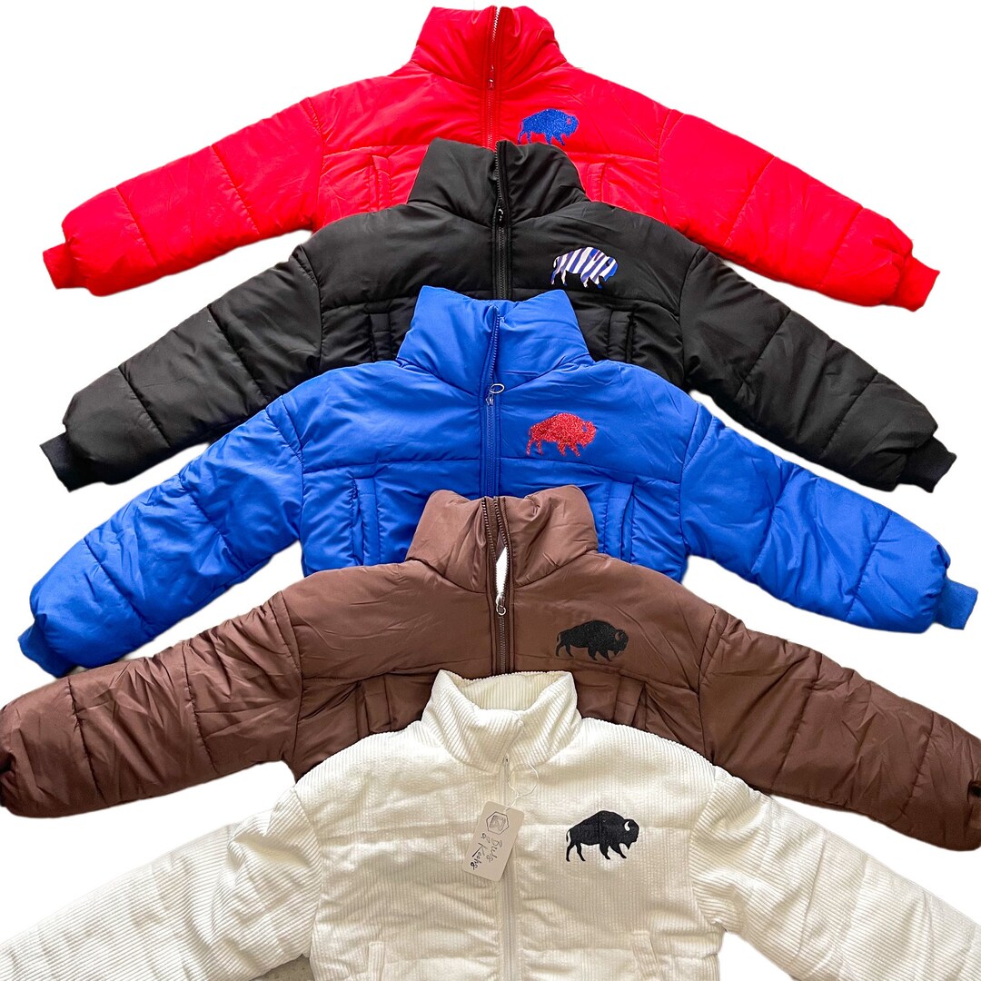 Buffalo Cropped Puffer Jacket, Buffalo Football Winter Coat - Etsy