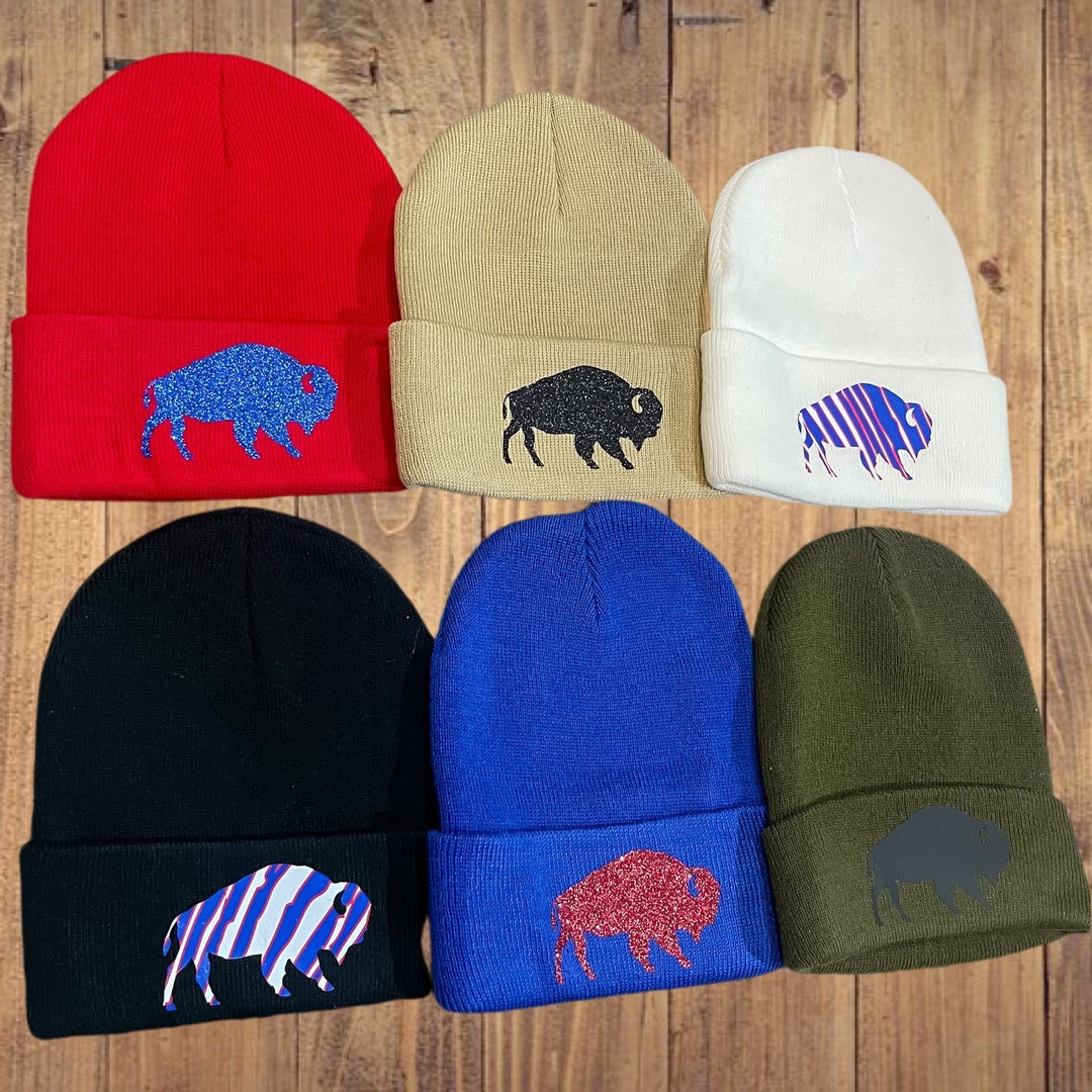 Buffalo Beanie , Red, Blue, Zebra Striped, White, or Black Winter Hat ...
