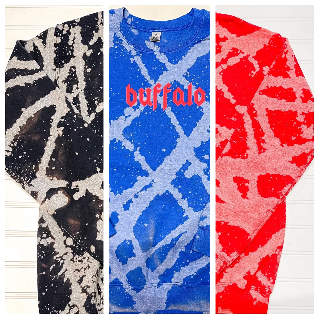 Buffalo Football Red, Blue, or Black Bleach Reverse Dyed Unisex ...