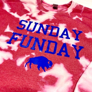 Sunday Funday Red or Blue Bleach Reverse Dyed Unisex Crewneck Bleached ...