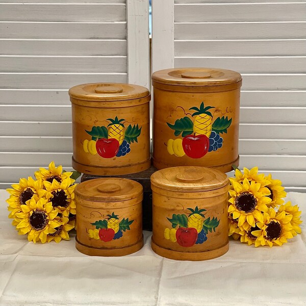 Hand Painted Kitchen Canister Set - Etsy