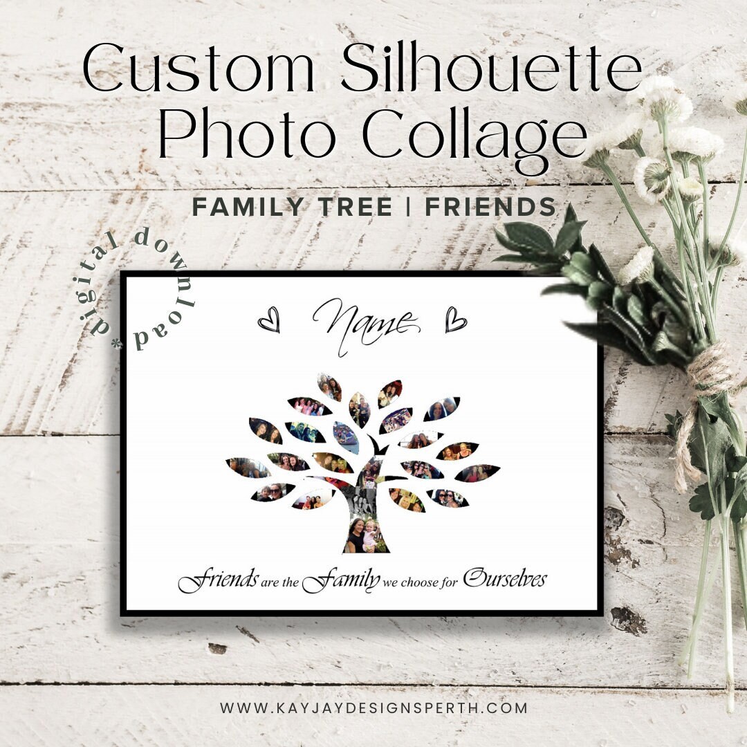 Family Tree Friends Custom Digital Collage Silhouette Personalized Gift ...
