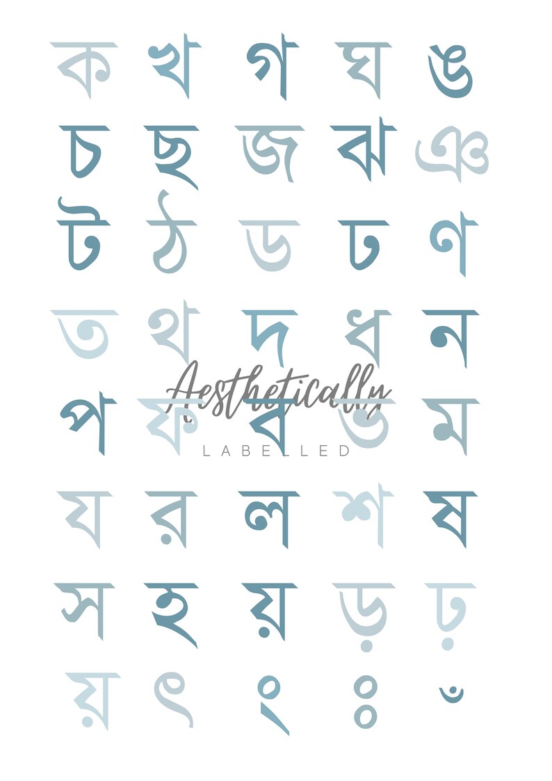 Bengali Alphabet Instant Download • Digital • Poster • Four Colour ...