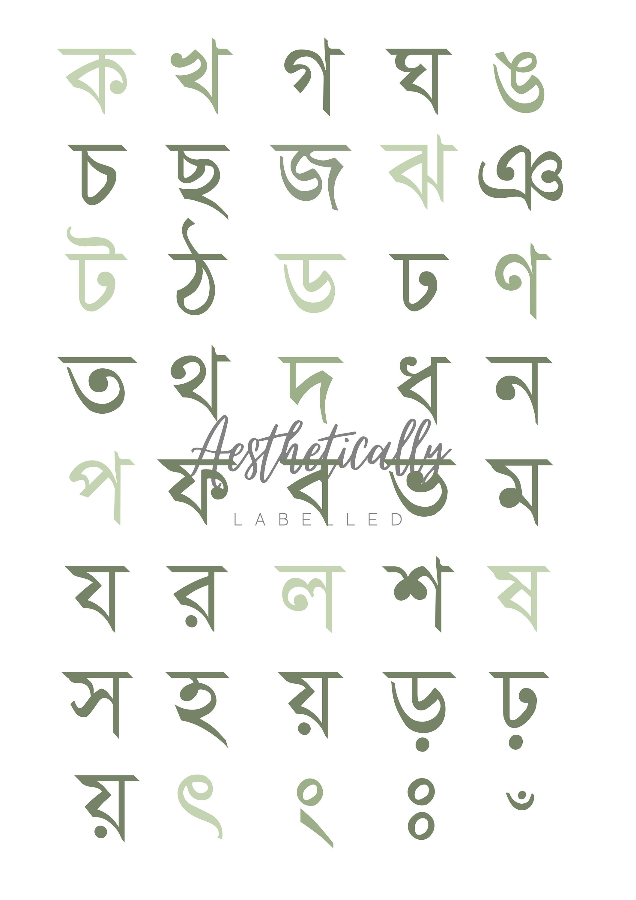 Bengali Alphabet Instant Download • Digital • Poster • Four Colour ...