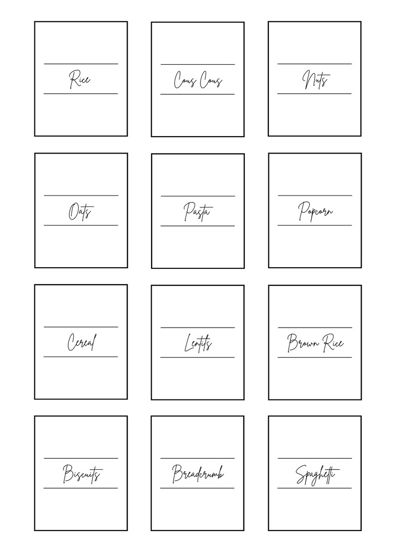 Minimalist Dry Food Pantry Labels: Kitchen Organization (digital ...