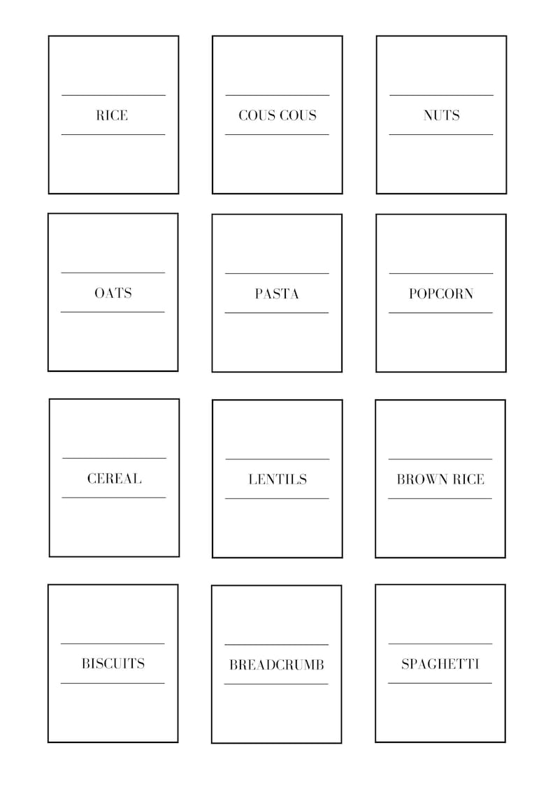 Dry Food Pantry Labels Digital Download • Kitchen Collection • Pantry ...