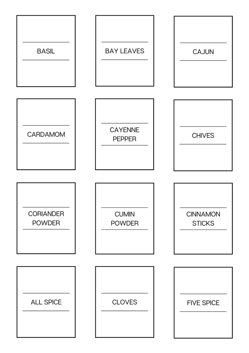 57 Herbs and Spices Minimalist Labels DIGITAL DOWNLOAD Pantry/kitchen ...