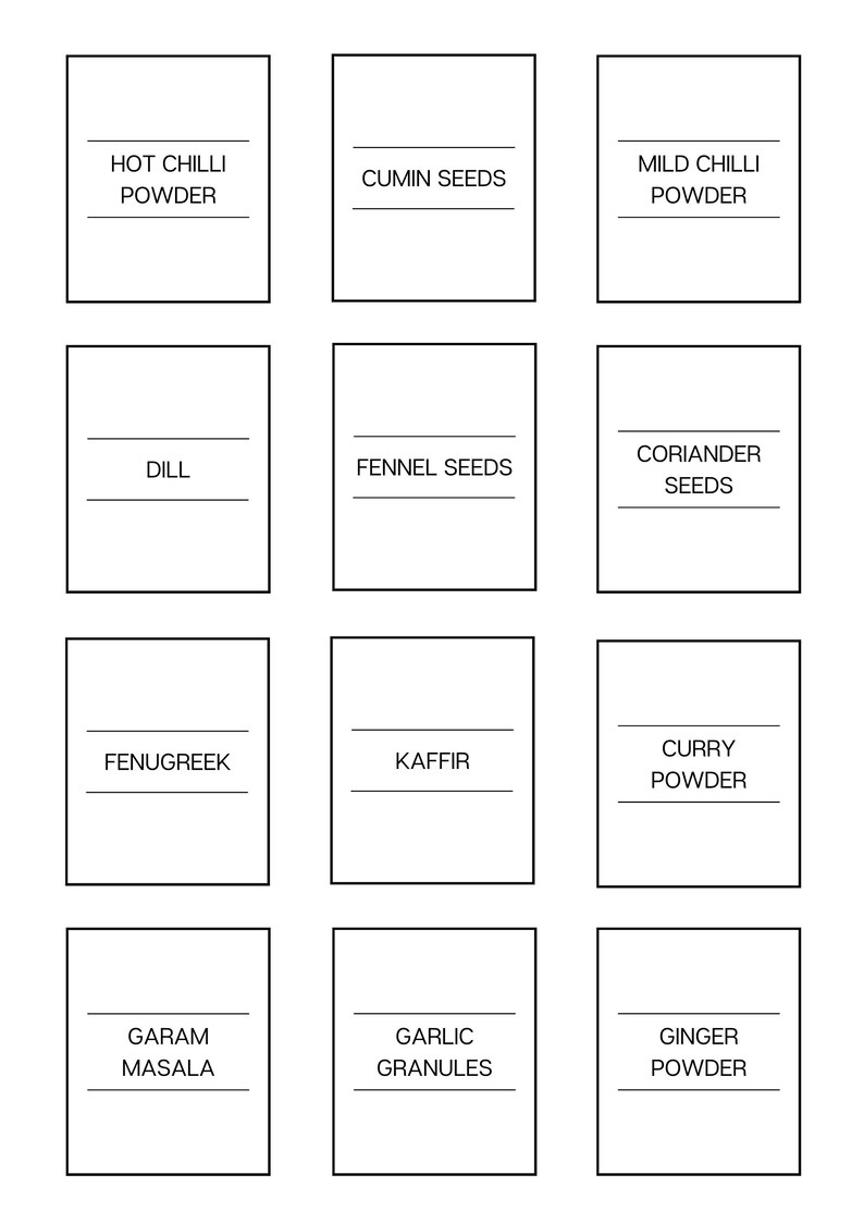 57 Herbs and Spices Minimalist Labels DIGITAL DOWNLOAD Pantry/kitchen ...