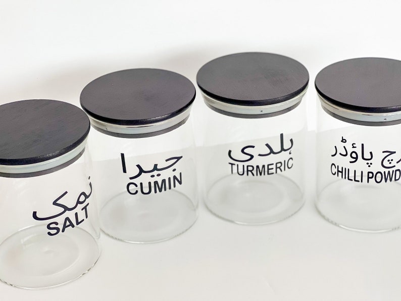 Spice Jar Labels Dual Language Organisation Kitchen Vinyl Pantry Labels ...