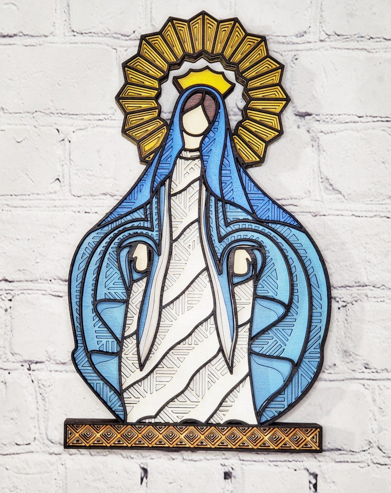 Virgen María de madera Mandala virgen María Arte mural madre - Etsy España