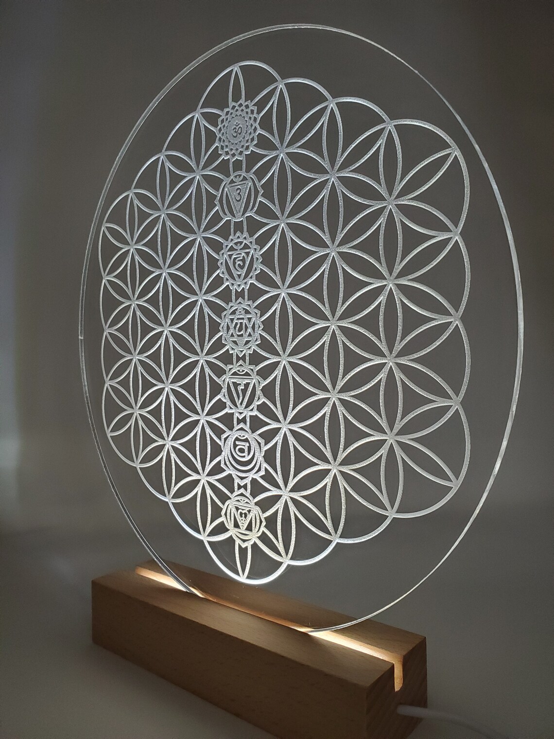Flower of Life With the Chakras Symbols LED Lamp Night Light - Etsy