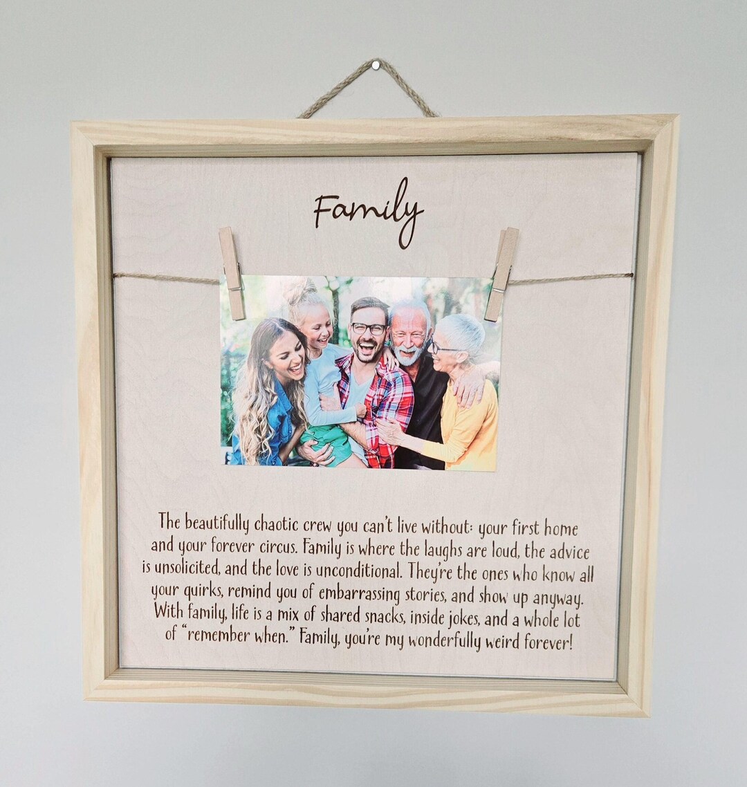 Family Photo Frame With Heartfelt Quote – Rustic Wooden Wall Decor - Etsy