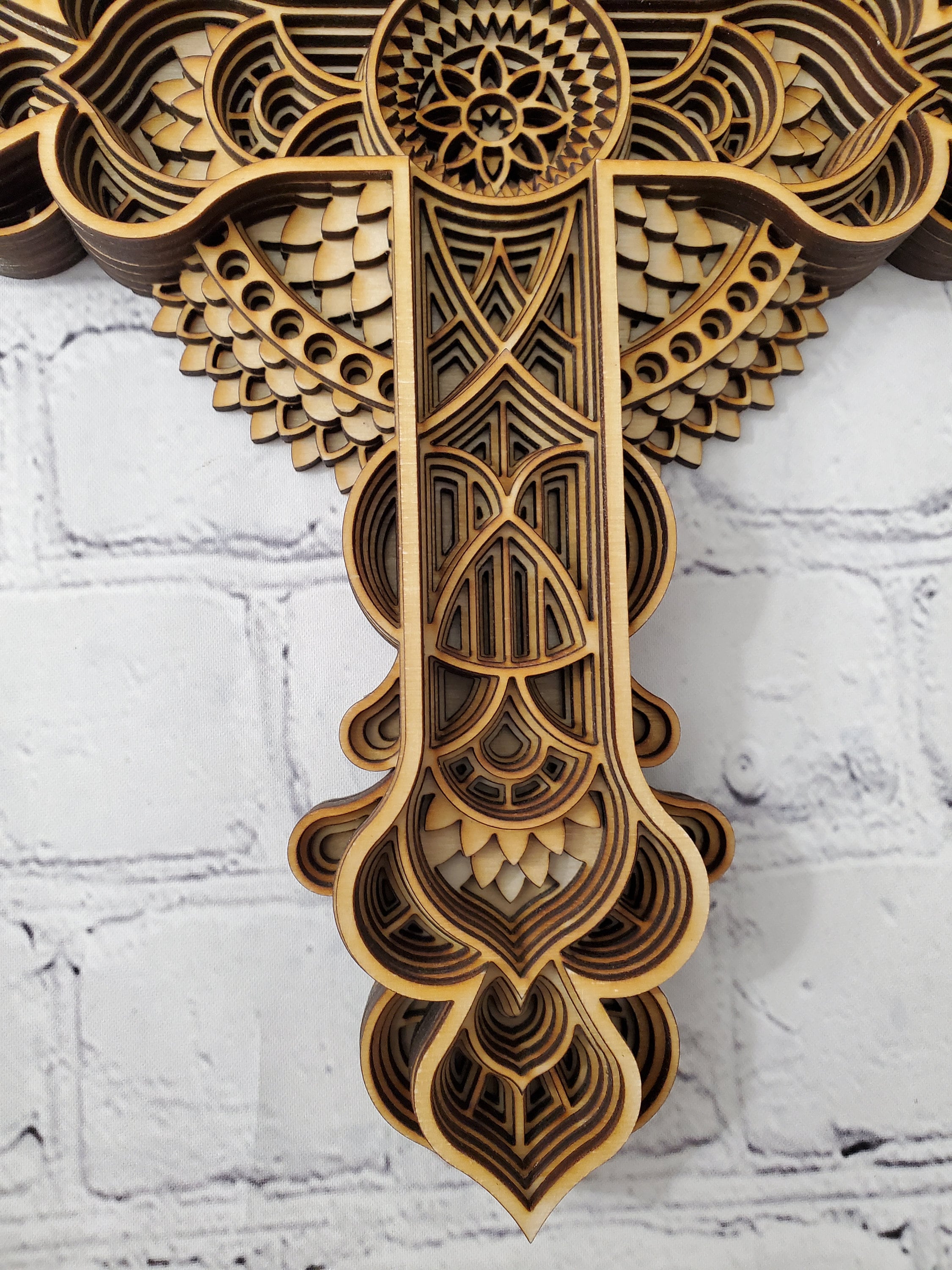 3D Layered Wooden Cross: Mandala Wall Decor - Etsy