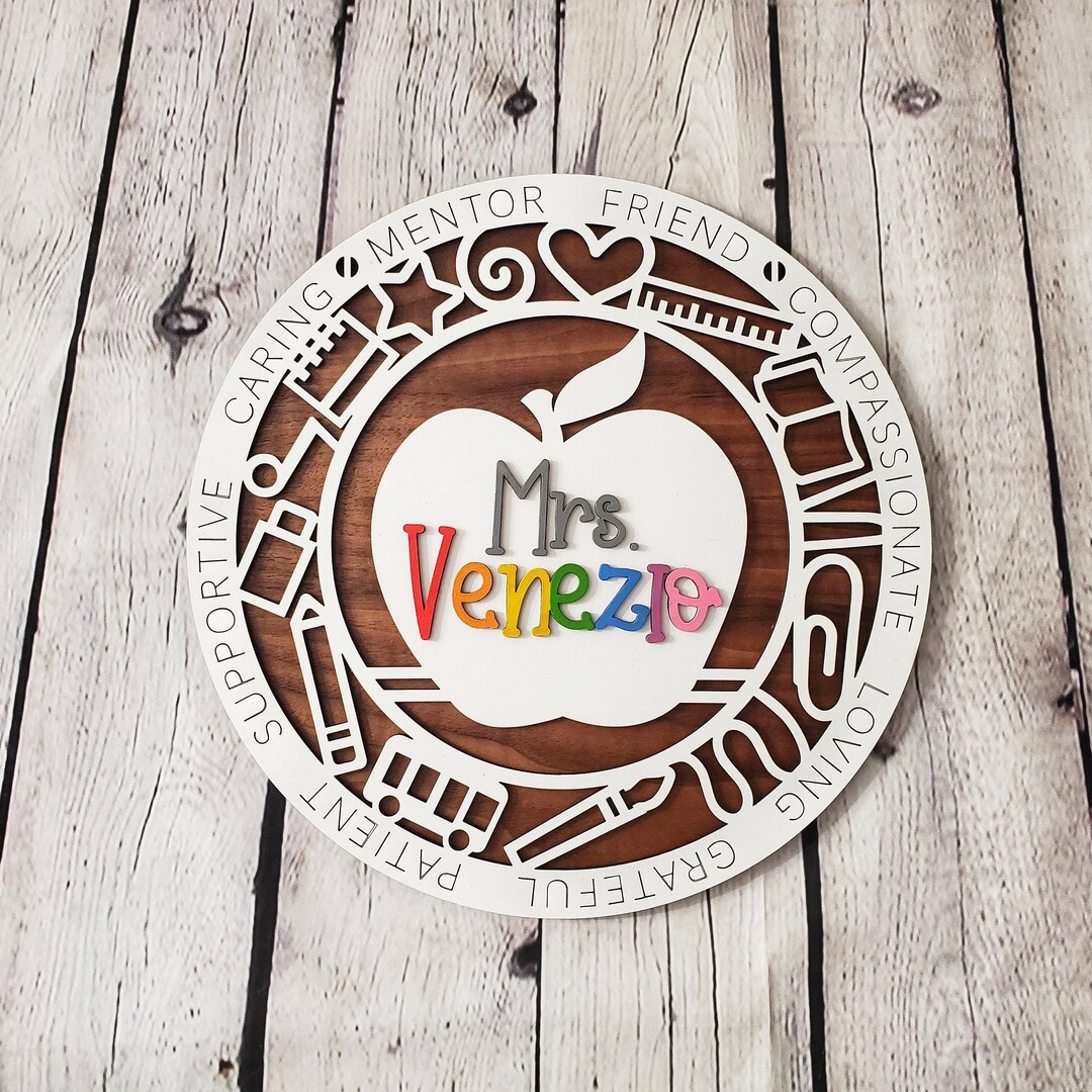 Personalized Wood Teacher’s Sign, Custom 3D Teacher Name Sign ...