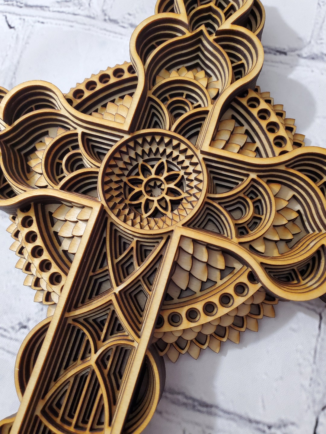 3D Layered Wooden Cross: Mandala Wall Decor - Etsy