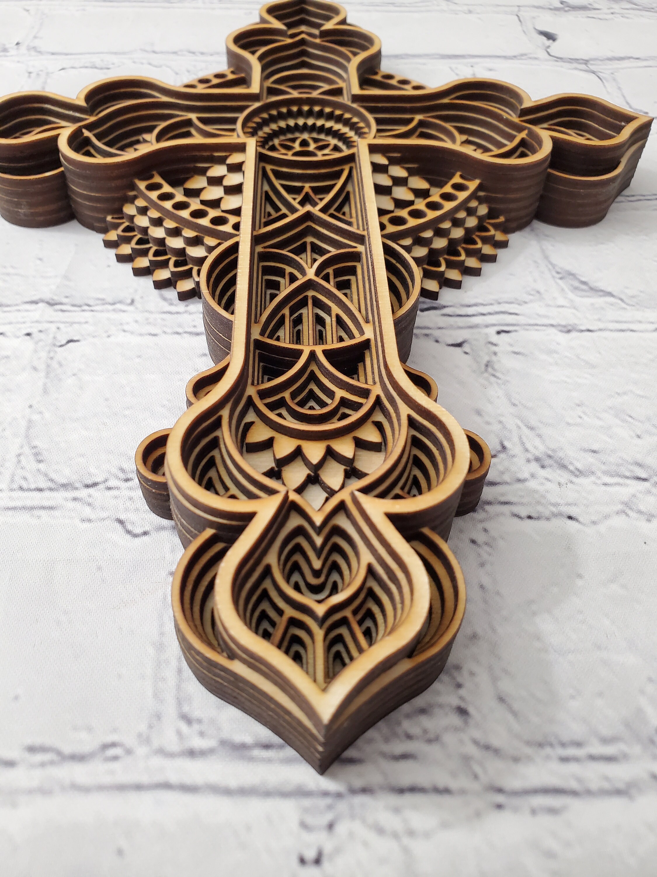 3D Layered Wooden Cross: Mandala Wall Decor - Etsy