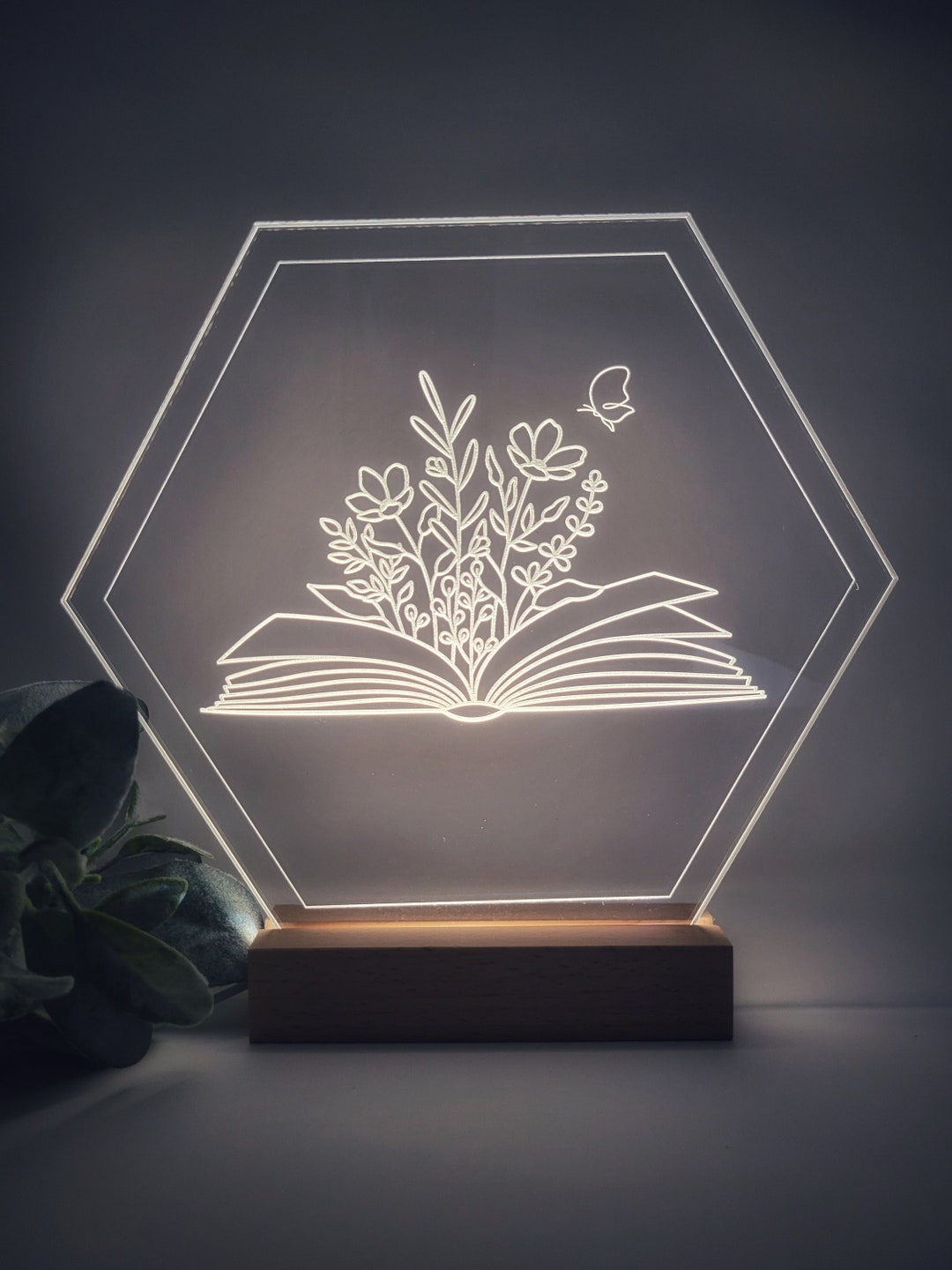 Flower Book LED Lamp, Night Lamp, Book Lovers - Etsy New Zealand