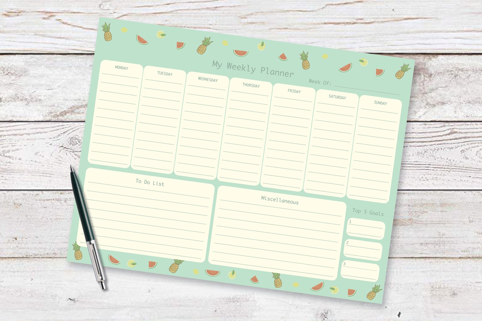 My Weekly Planner and Weekly Meal Plan Printables- Organization, Fruit ...