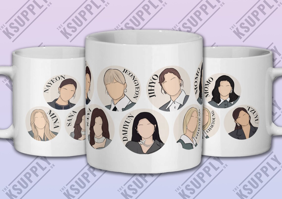 Kpop TWICE Members 11oz Ceramic Mug Digital Illustration | Etsy
