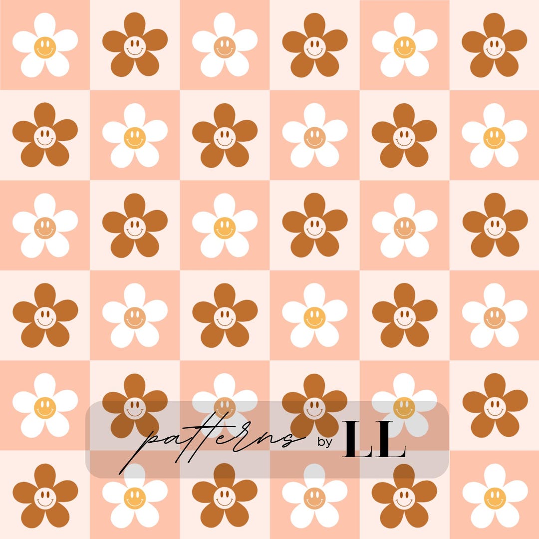 Pink Retro Happy Face Checker Seamless Pattern, Pink Checker Seamless Pattern, Pink Happy Face ...