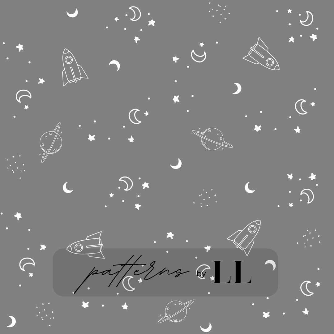 Moon and Space Seamless Pattern, Moon and Stars Seamless Pattern ...