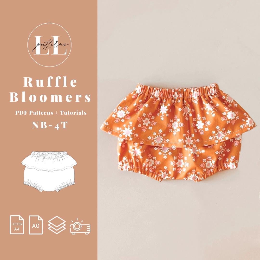 Ruffle Skirt Bloomers for Baby Sewing Pattern, Baby Skirt Bloomers ...