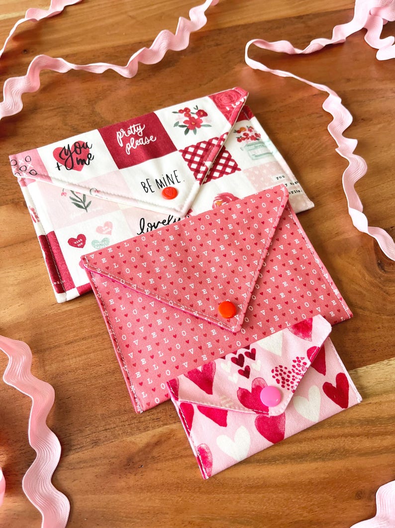 3 Sizes Fabric Envelopes Sewing Pattern, Valentines Fabric Envelope ...