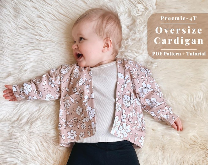 Cardigan PDF Sewing Pattern & Tutorial, Color Block, Pockets, Grandpa ...