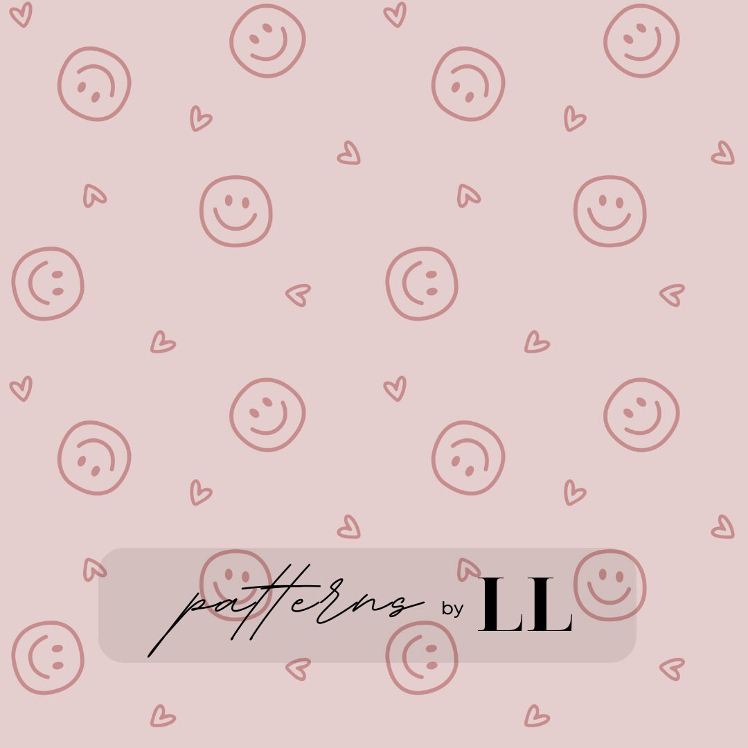 Pink Happy Faces Seamless Print, Happy Face Print, Digital Happy Face ...