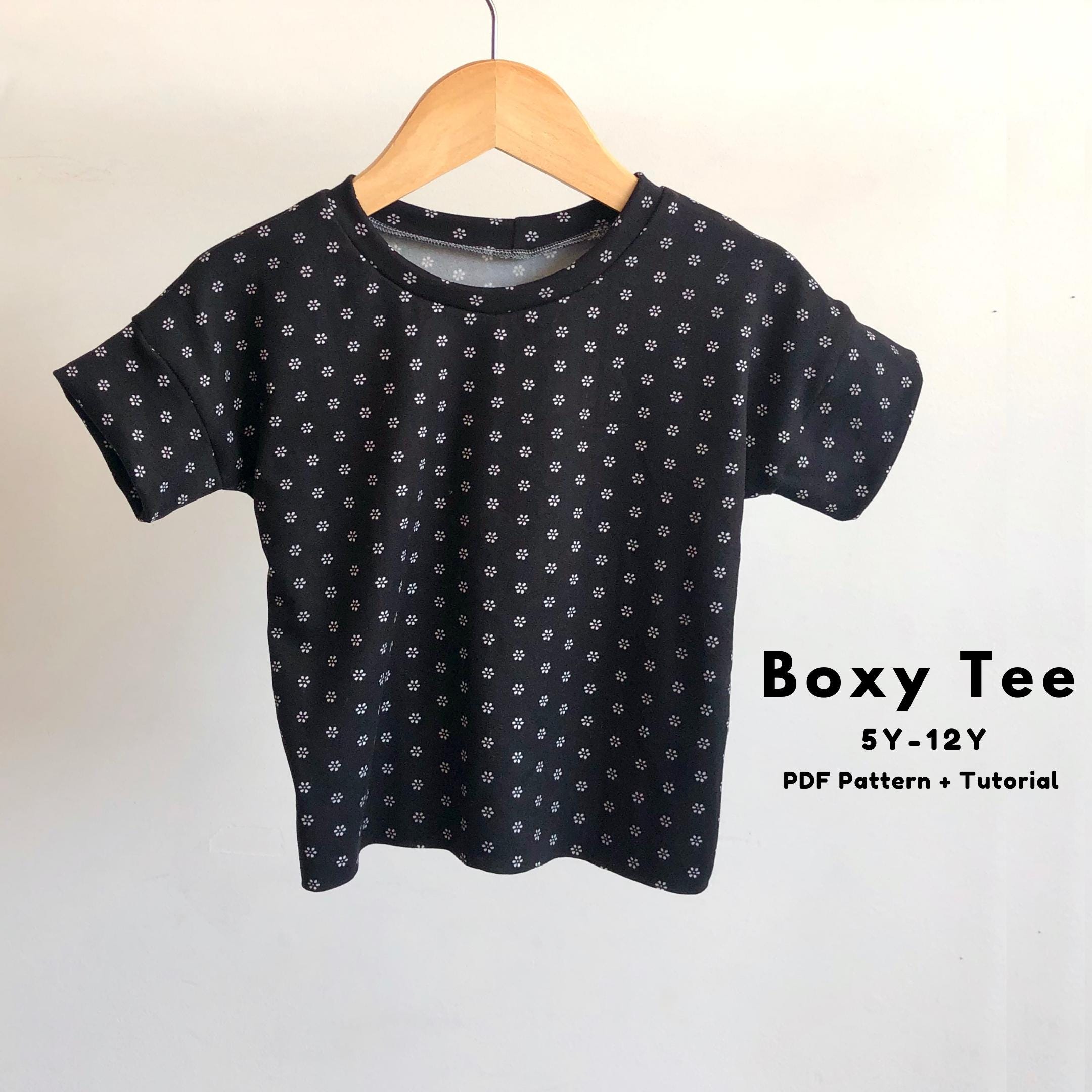 Kids T-shirt Pattern Short and Long Sleeve, Kids Boxy T-shirt Sewing ...