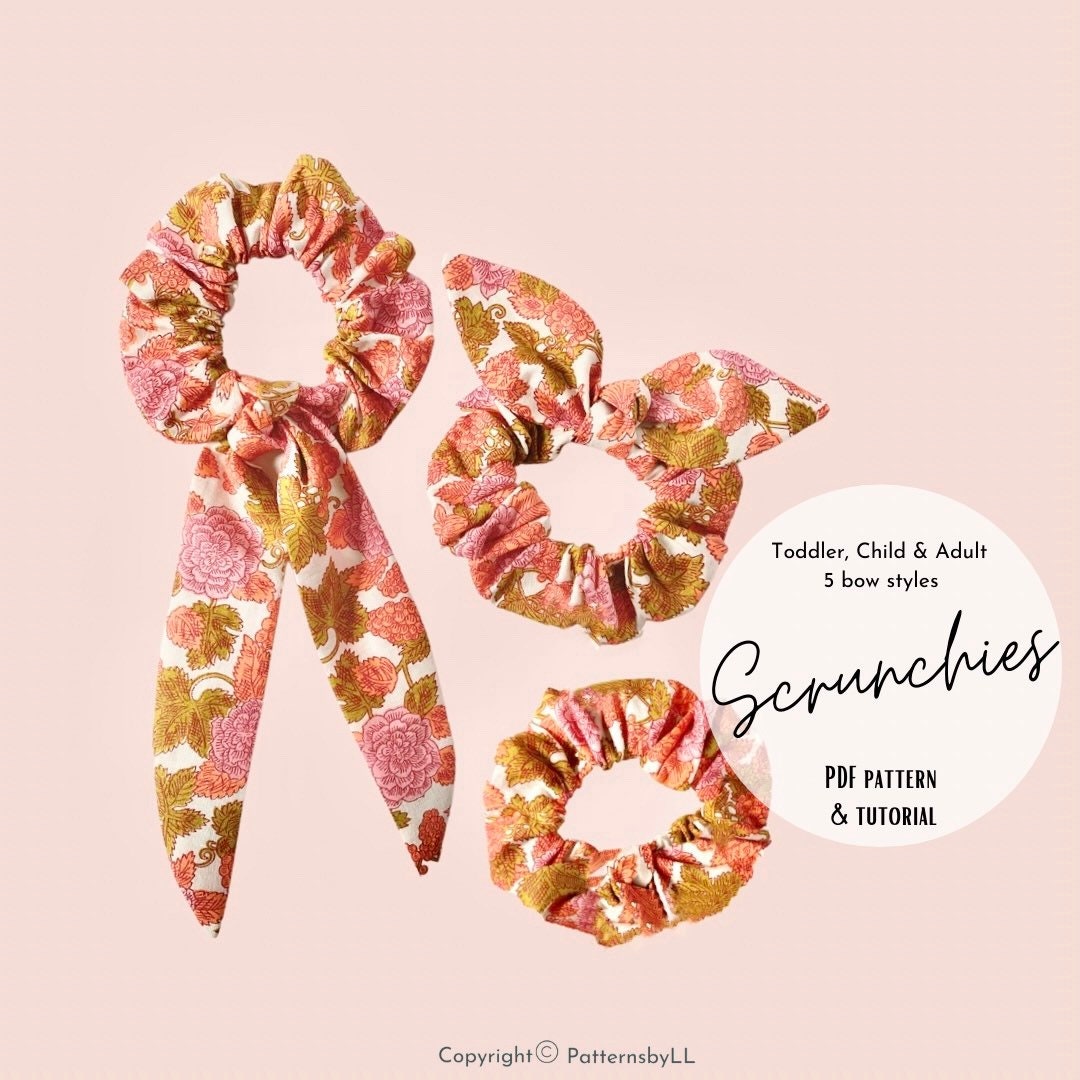 Scrunchie sewing PDF pattern Scrunchie hair tie with bow | Etsy