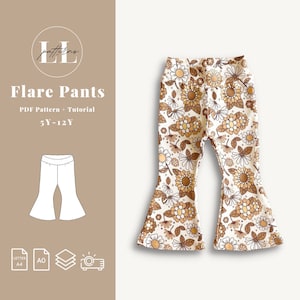 Flared Pants Pattern for Kids, Girl Flare Pant Pattern, Kids Flare ...