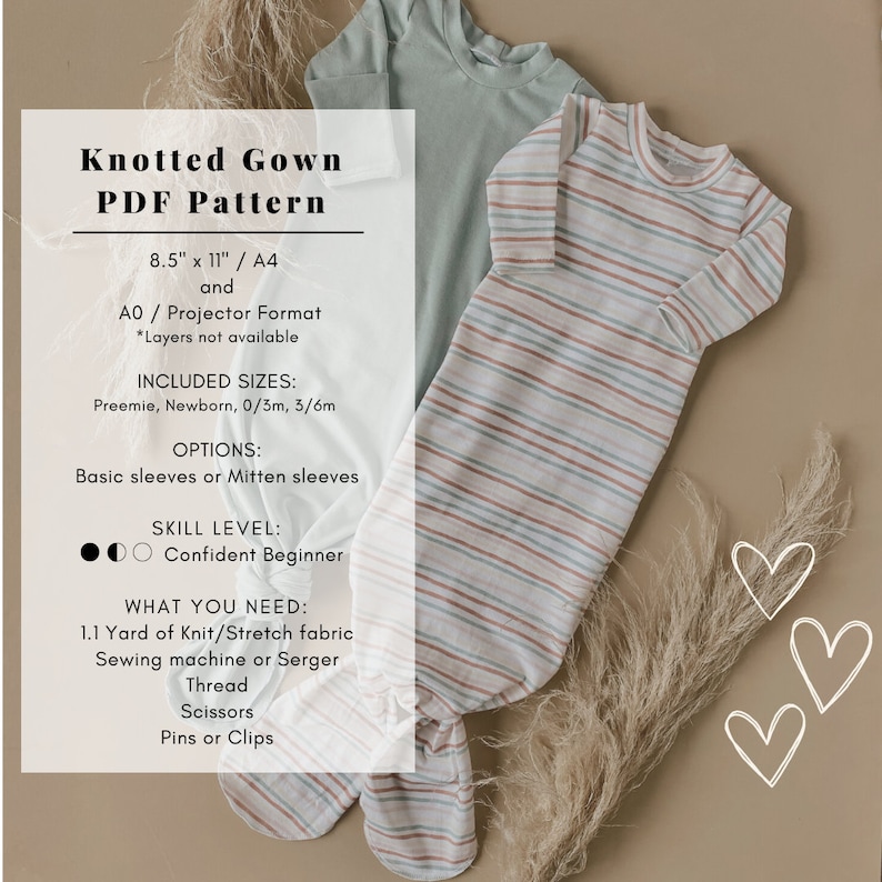 Baby Gown Sewing Pattern Knotted Baby Gown Sewing Pattern - Etsy