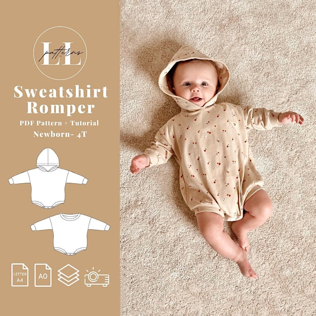 Baby Hooded Romper Sewing Pattern, Baby Sweater Hood Romper, Hooded ...
