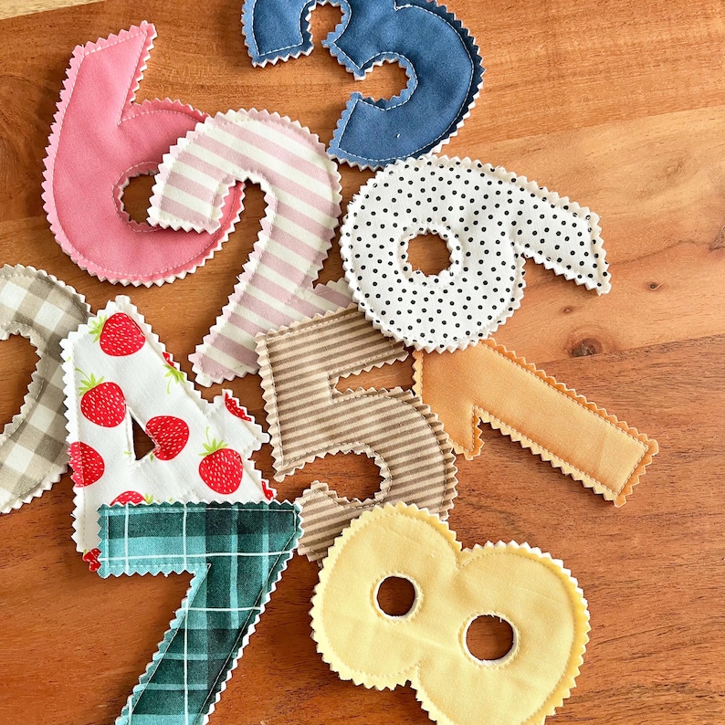 PDF 4" Fabric Numbers Banner Garland, Fabric Number Banner Pattern ...