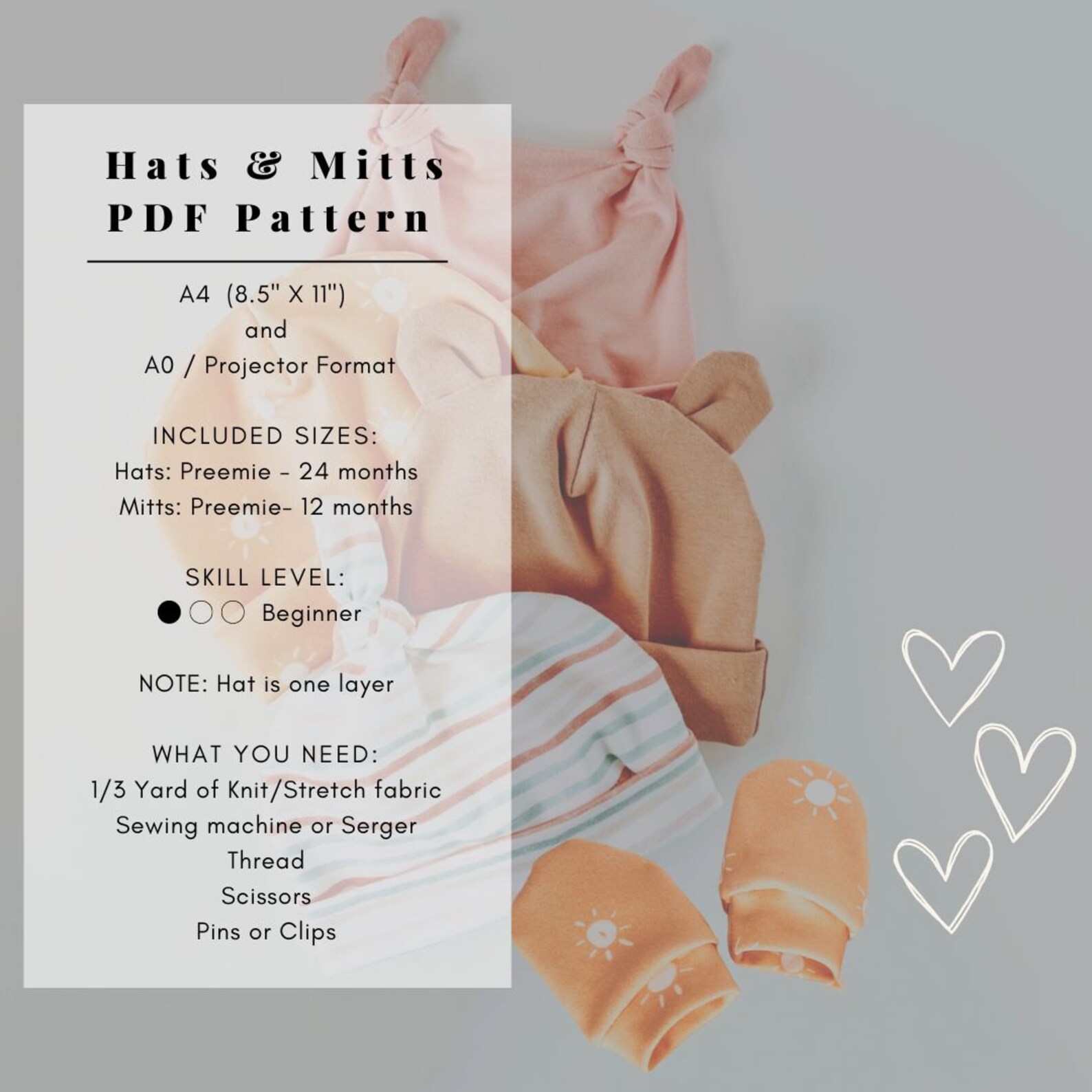 Baby Hat PDF Sewing Pattern Newborn Baby Hat Sewing - Etsy Canada