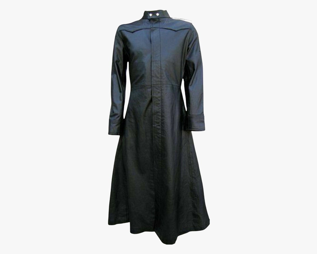 Classic Neo Matrix Long Leather Trench Coat, Handmade Matrix Leather ...