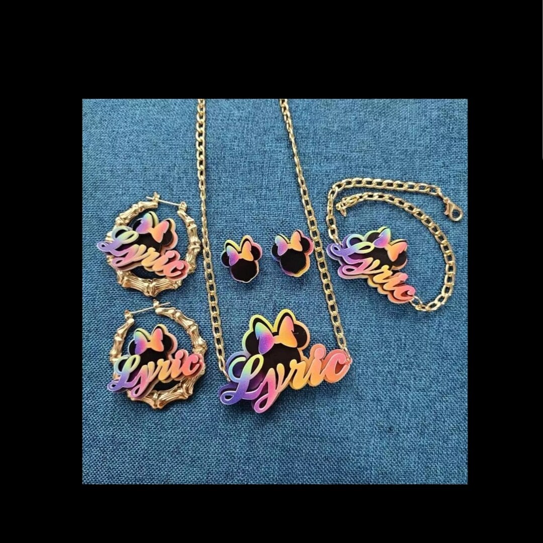 Custom Character Jewelry, Name Bamboo Earrings, Name Necklace, Can ...