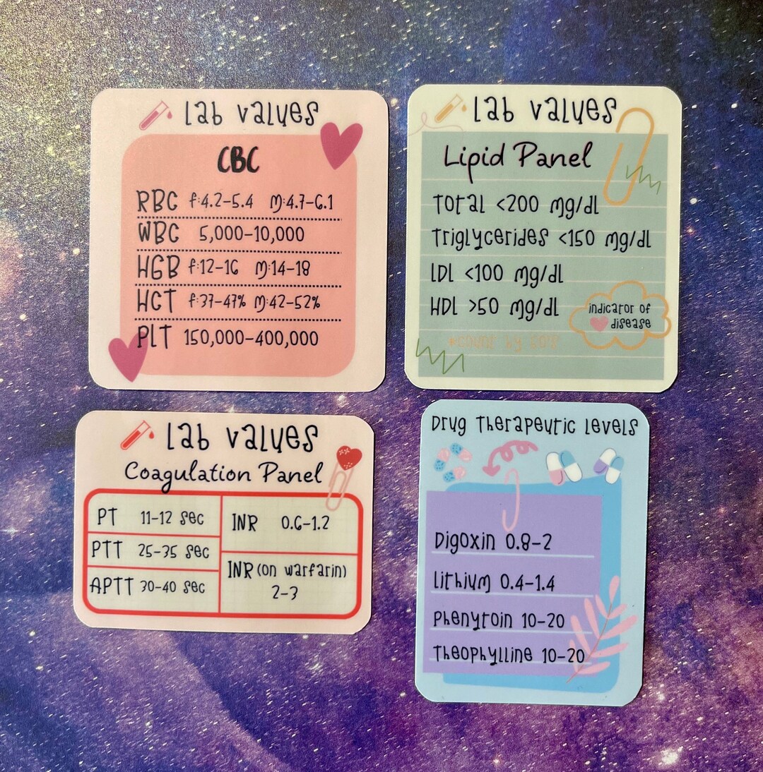 Lab Values Vinyl Stickers | Nurse | Nursing Student | Medical Labs ...