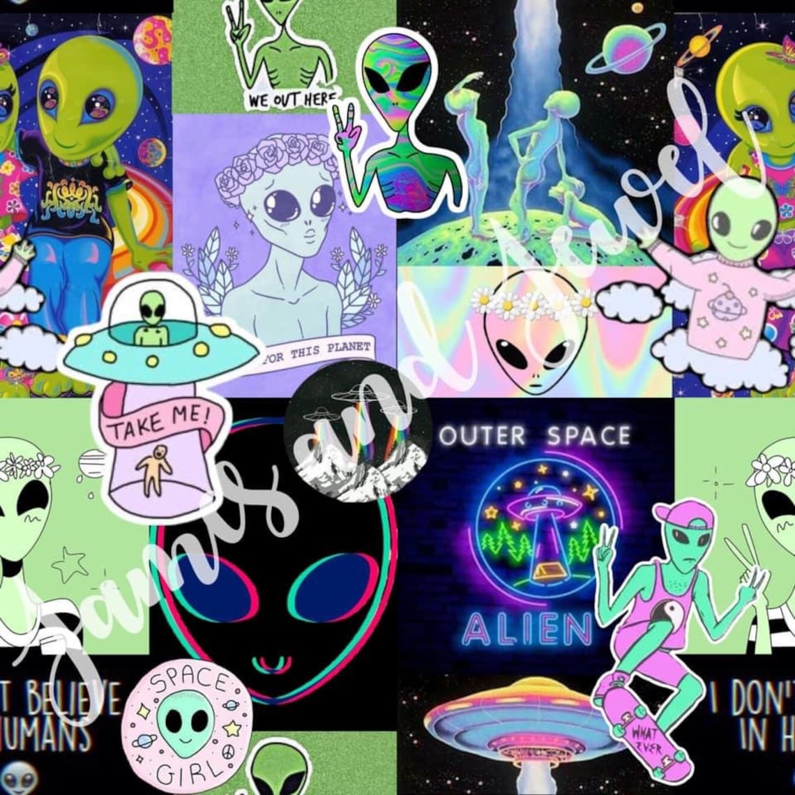 Alien Aesthetic Seamless | Etsy