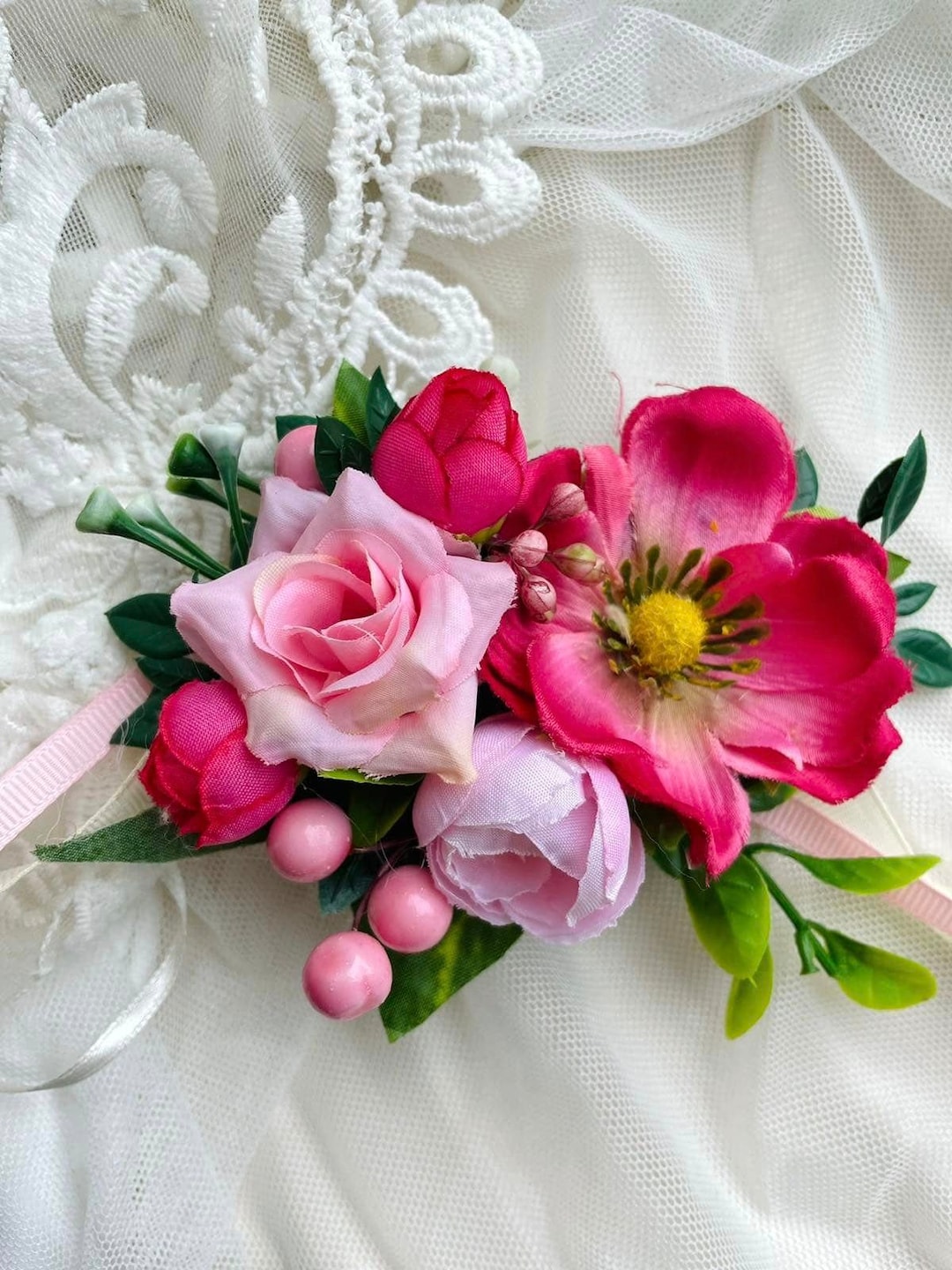 Hot Pink Corsage and Boutonniere Set Prom Corsage Magenta - Etsy