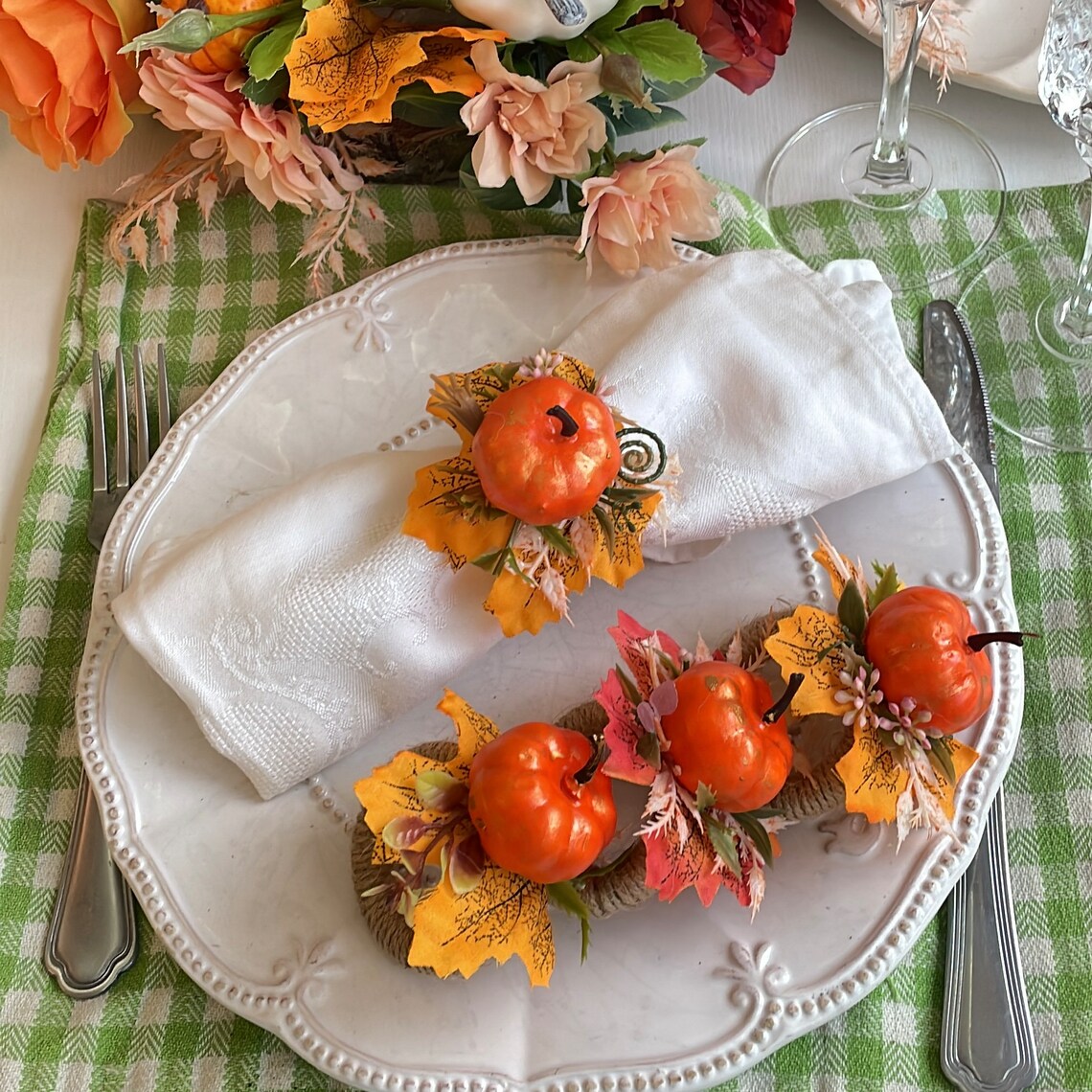 Pumkin Napking Ring Autumn Napkin Rings Thanksgiving Napkin Holder - Etsy