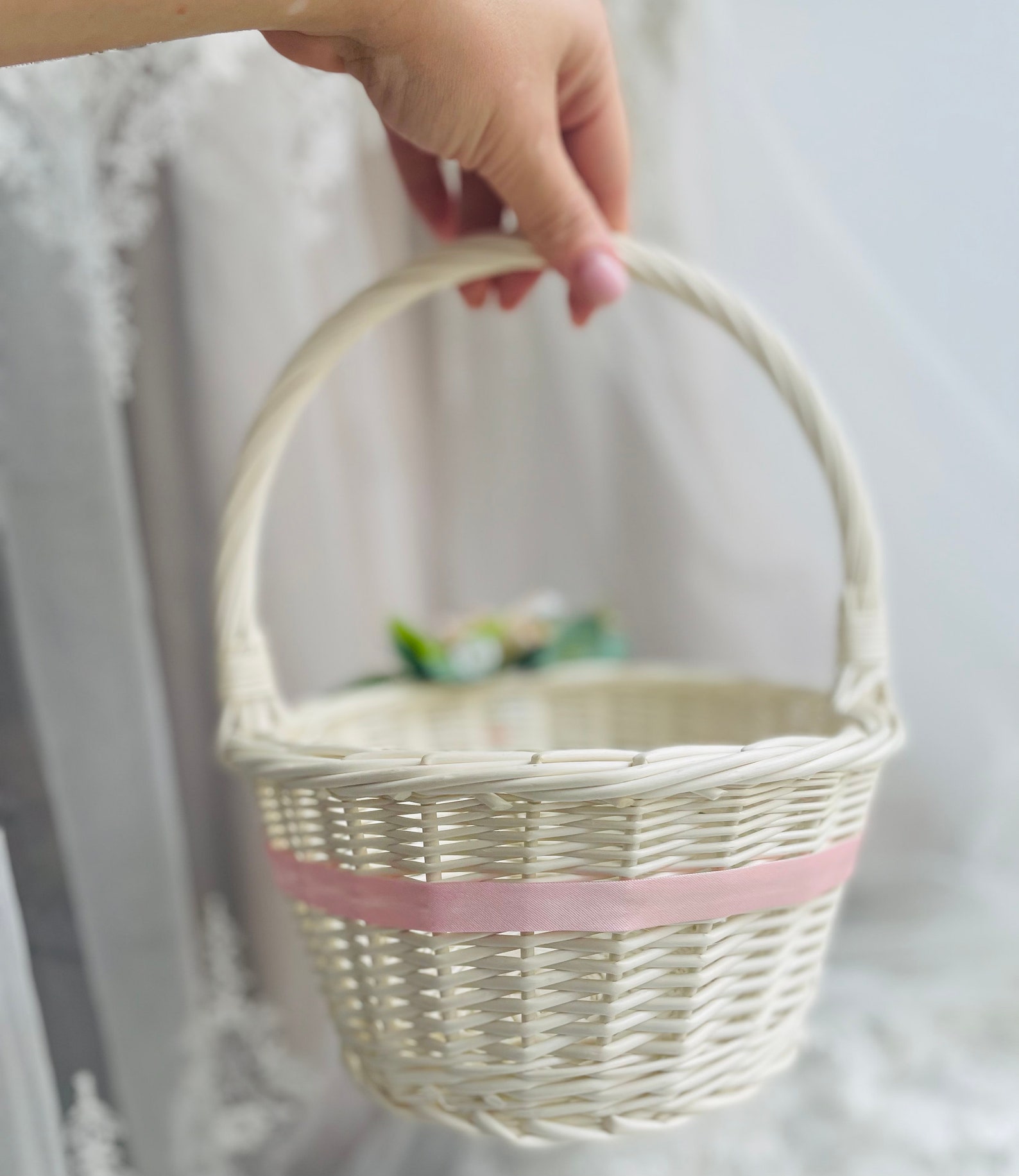 Flower Girls Baskets Flower Girl Baskets Boho White Flower Girl Basket ...