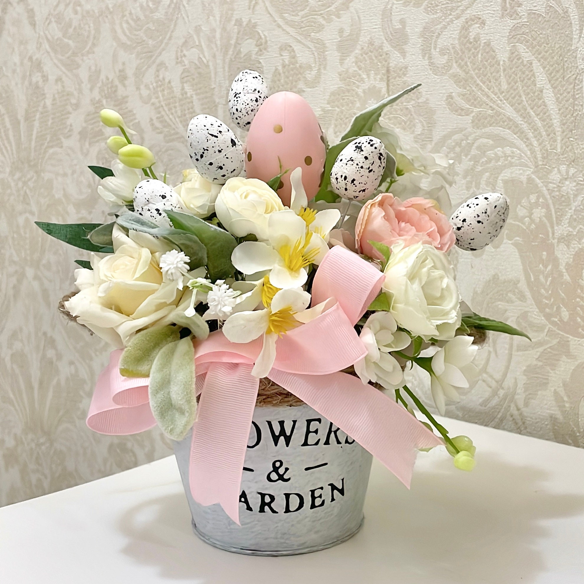 Easter Centerpiece Easter Flower Arrangement Easter Flower Pot - Etsy
