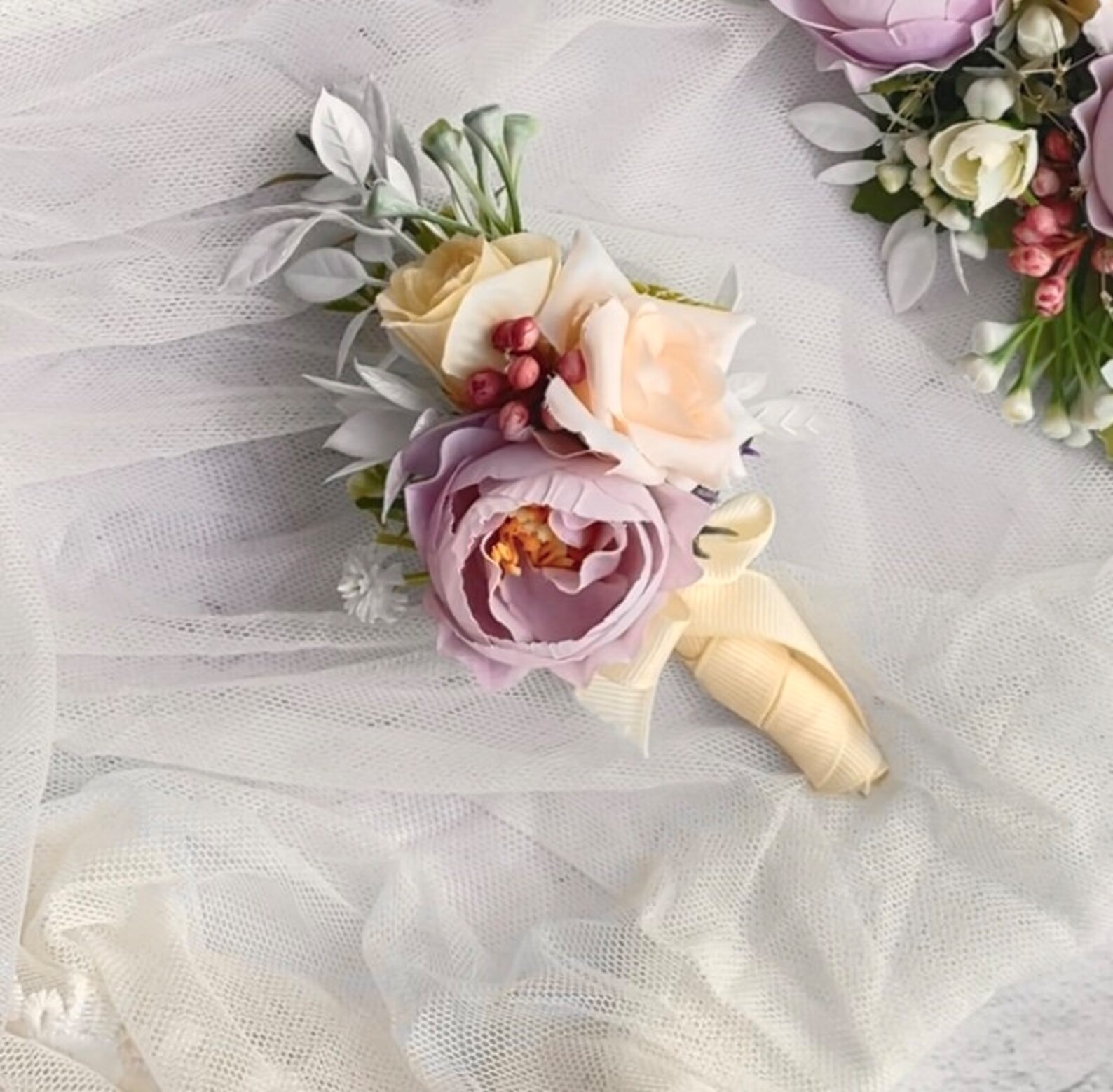 Corsage and Boutonniere Set Lilac Boutonniere Prom Corsage Boho ...