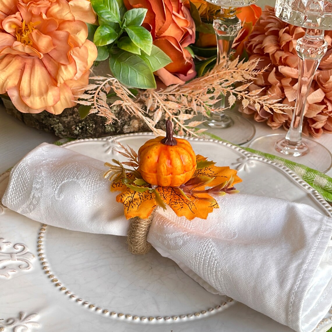 Pumkin Napking Ring Autumn Napkin Rings Thanksgiving Napkin Holder - Etsy