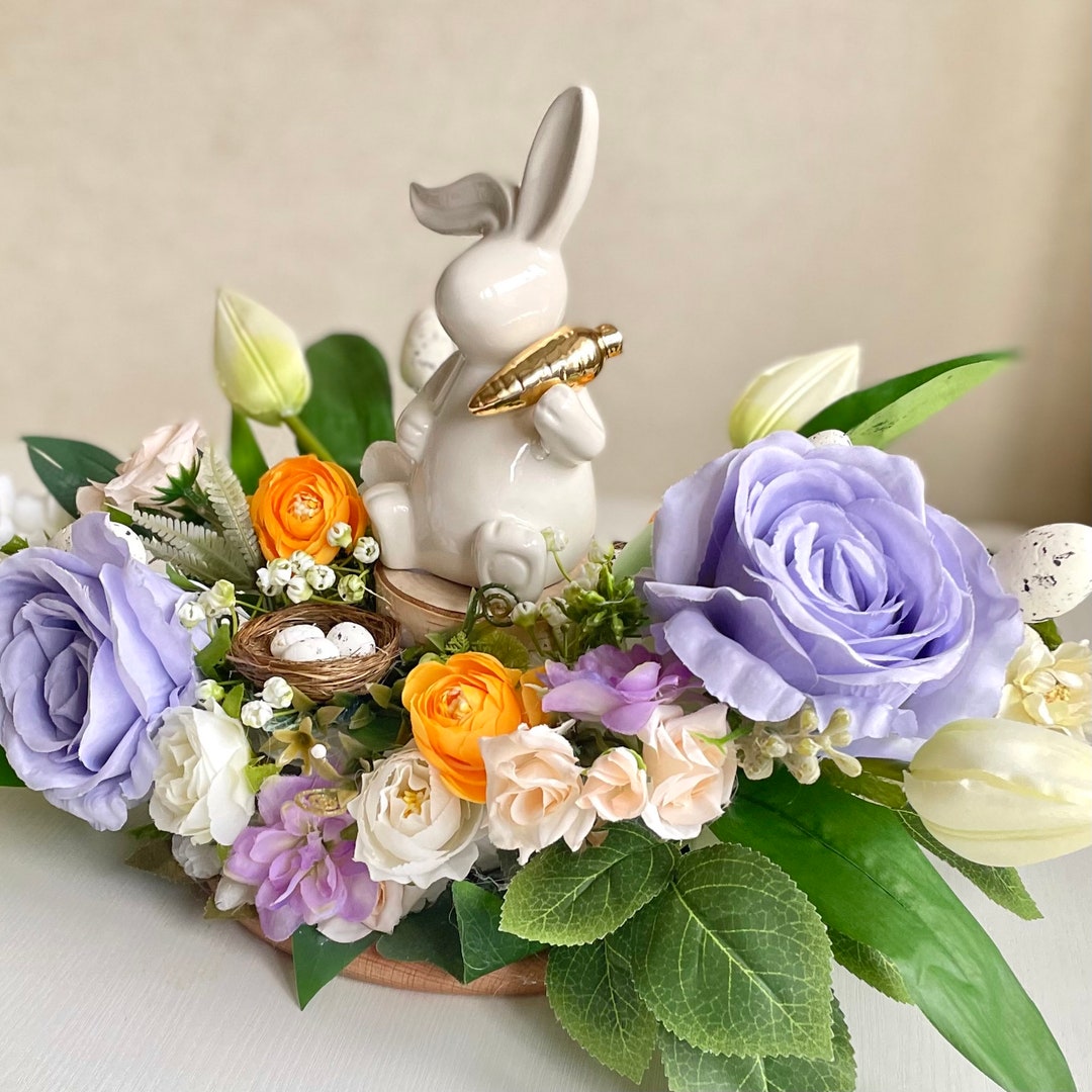 Easter Centerpiece Mini Ceramic Bunny Easter Mantle Decor Easter ...