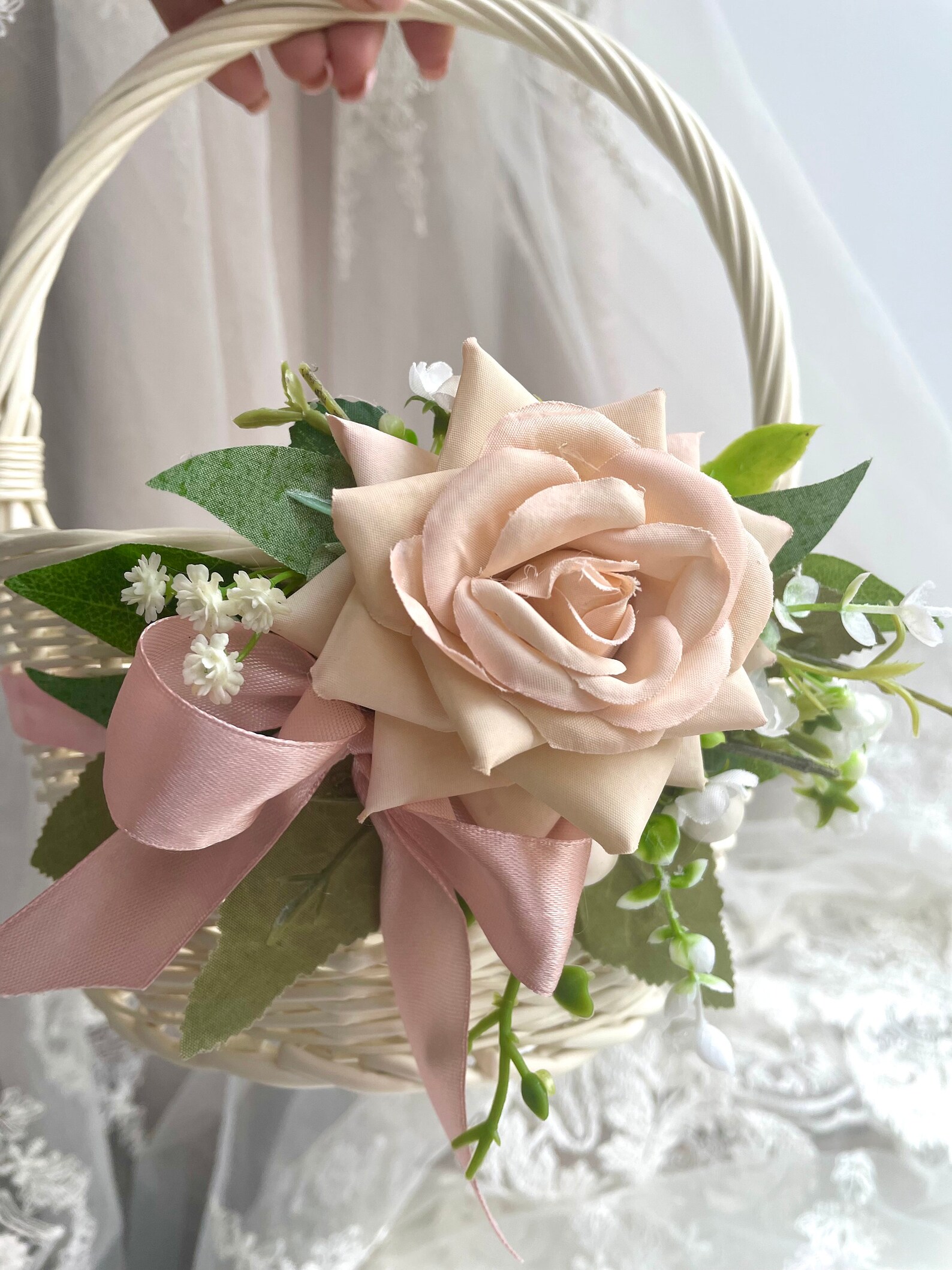 Flower Girls Baskets Flower Girl Baskets Boho White Flower Girl Basket ...