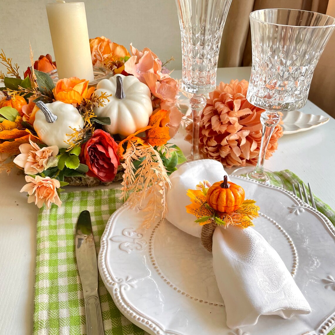 Pumkin Napking Ring Autumn Napkin Rings Thanksgiving Napkin Holder - Etsy