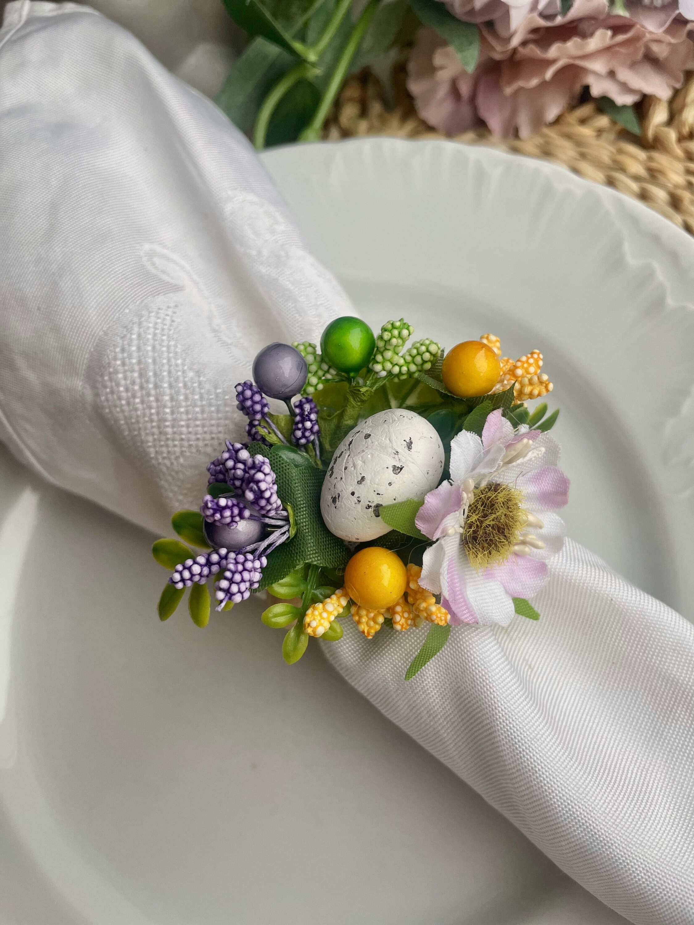 Easter Napkin Rings Floral Napkin Rings Spring Napkin Rings With Eggs ...